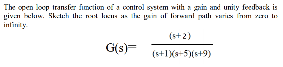 Solved The open loop transfer function of a control system | Chegg.com