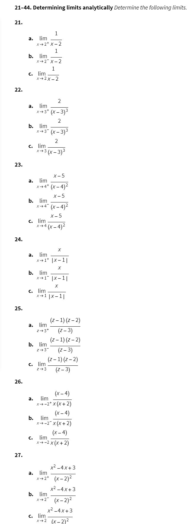 Solved 21-44. Determining limits analytically Determine the | Chegg.com