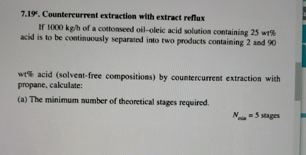 7.19. Countercurrent extraction with extract reflux | Chegg.com