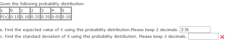 Solved Given the following probability distribution: Find | Chegg.com