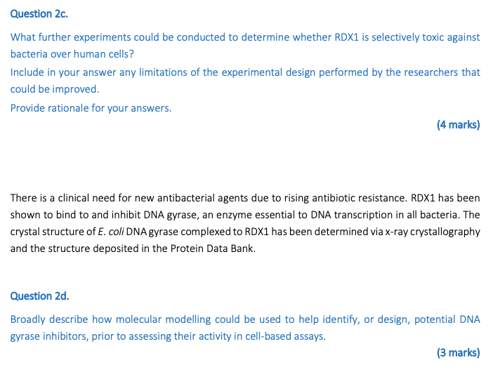 Solved Question 2c. What further experiments could be | Chegg.com