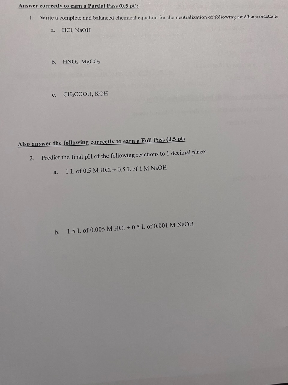 Solved Answer correctly to earn a Partial Pass (0.5pt) : 1. | Chegg.com