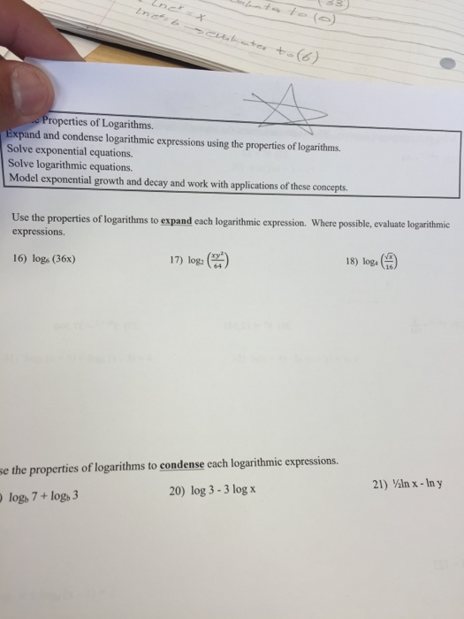 Solved Find the properties of Logarithms. Expand and | Chegg.com