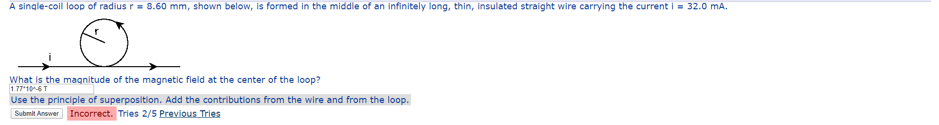 Solved A single-coil loop of radius r = 8.60 mm, shown | Chegg.com