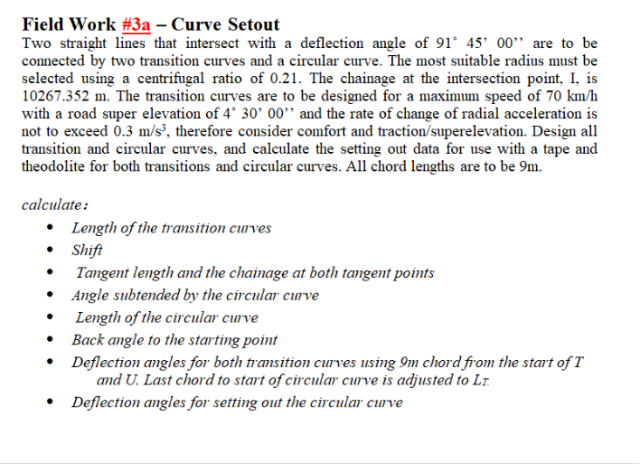 Solved Field Work #3a - Curve Setout Two straight lines that | Chegg.com