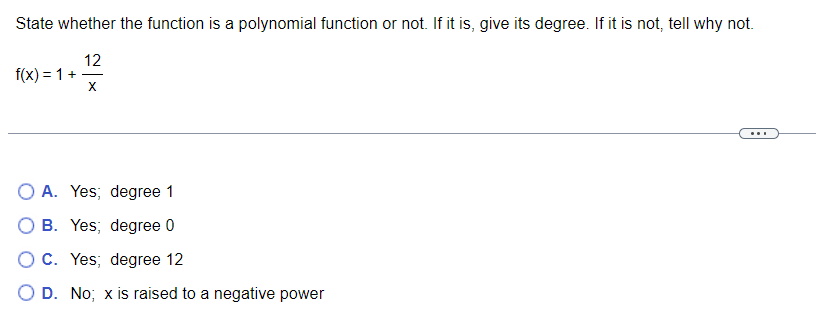Solved State whether the function is a polynomial function | Chegg.com