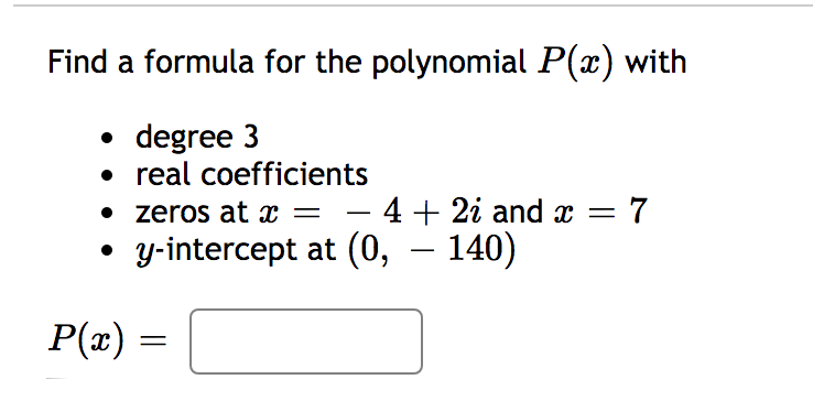 Solved Find a formula for the polynomial P(x) with degree 3 | Chegg.com