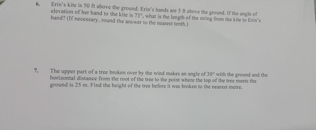 Solved Erin's kite is 50 ft above the ground. Erin's hands | Chegg.com