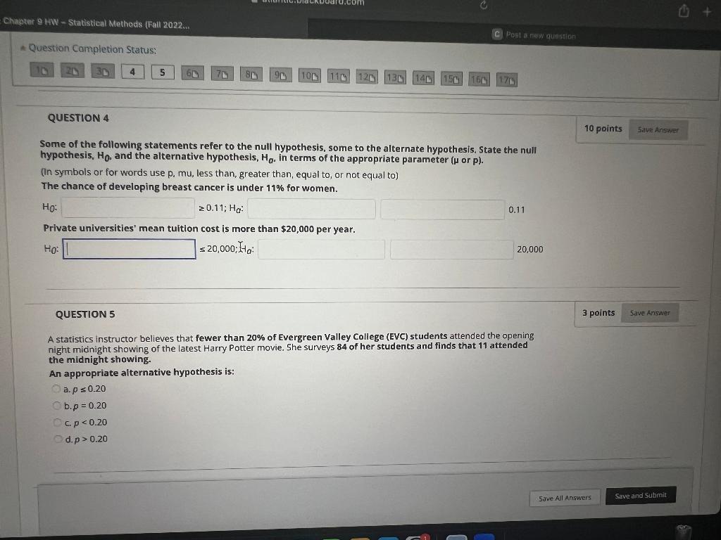 Solved Some of the following statements refer to the null | Chegg.com