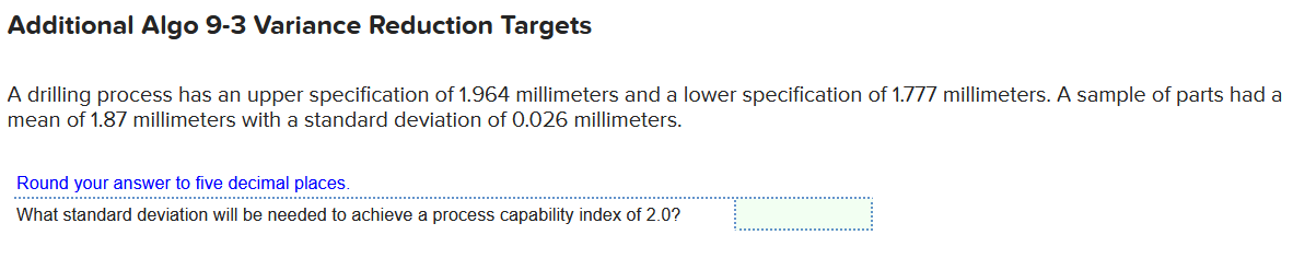 Solved Additional Algo 9-3 Variance Reduction Targets A | Chegg.com