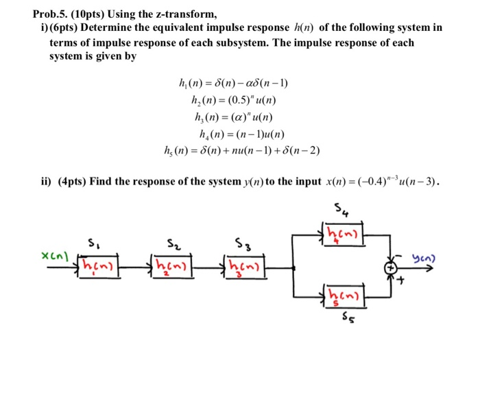 Solved Prob.5. (10pts) Using the z-transform, i) (6pts) | Chegg.com