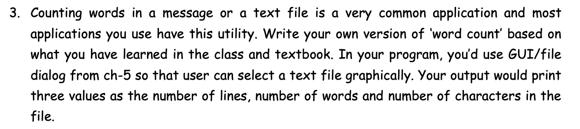 Solved 3. Counting words in a message or a text file is a | Chegg.com
