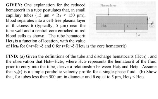 GIVEN: One explanation for the reduced hematocrit in | Chegg.com