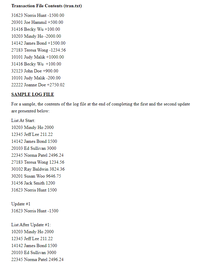 TITLE Updating Accounts Using Doubly Linked List | Chegg.com