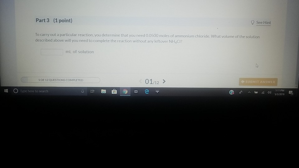 Solved (1 point) Part 1 See PeriodicTable See Hint A | Chegg.com