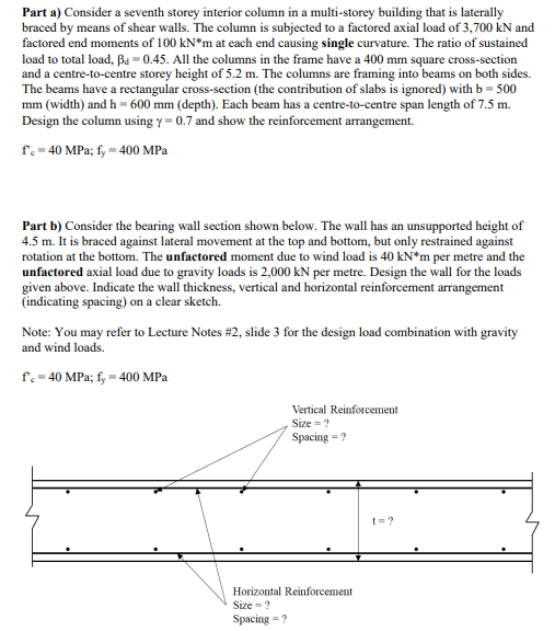 Solved Part a) Consider a seventh storey interior column in | Chegg.com