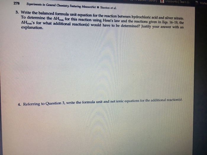 Solved Discounts Team G 278 Experiments in General Chemistry | Chegg.com