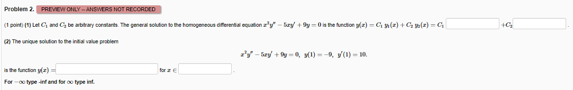 Solved (1 point) (1) Let C1C1 and C2C2 be arbitrary | Chegg.com