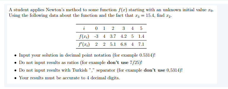 Solved A student applies Newton's method to some function | Chegg.com