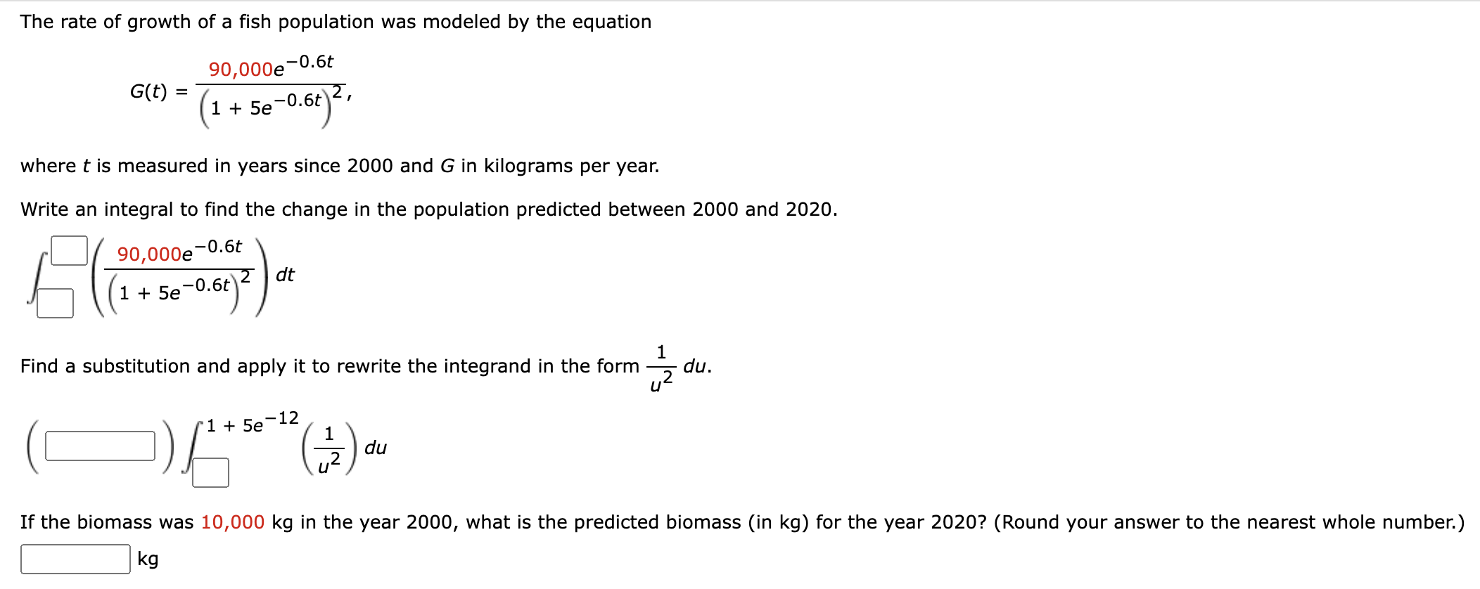 Solved The rate of growth of a fish population was modeled | Chegg.com