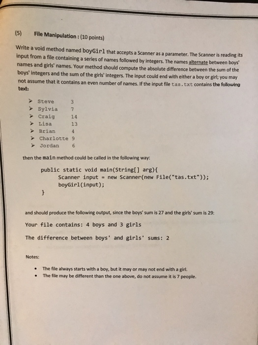 Solved (5) File Manipulation : (10 points) Write a void | Chegg.com