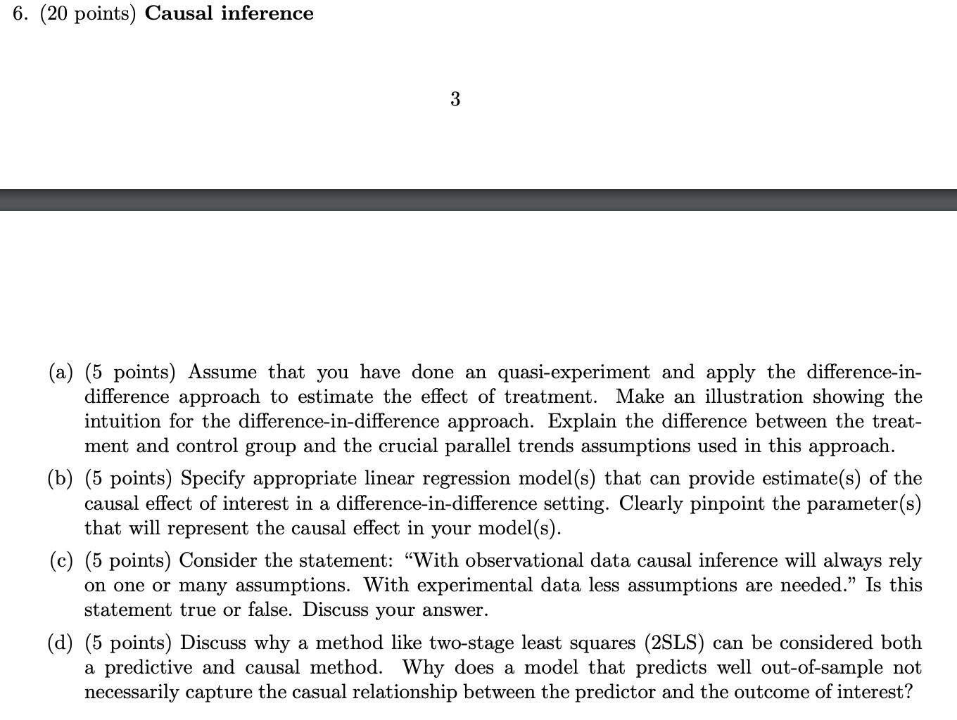 Solved 6. (20 points) Causal inference 3 (a) (5 points) | Chegg.com