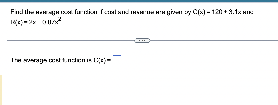 Solved Find the average cost function if cost and revenue | Chegg.com