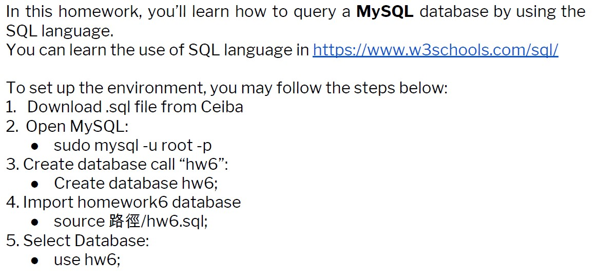 Solved In this homework, you'll learn how to query a MySQL | Chegg.com