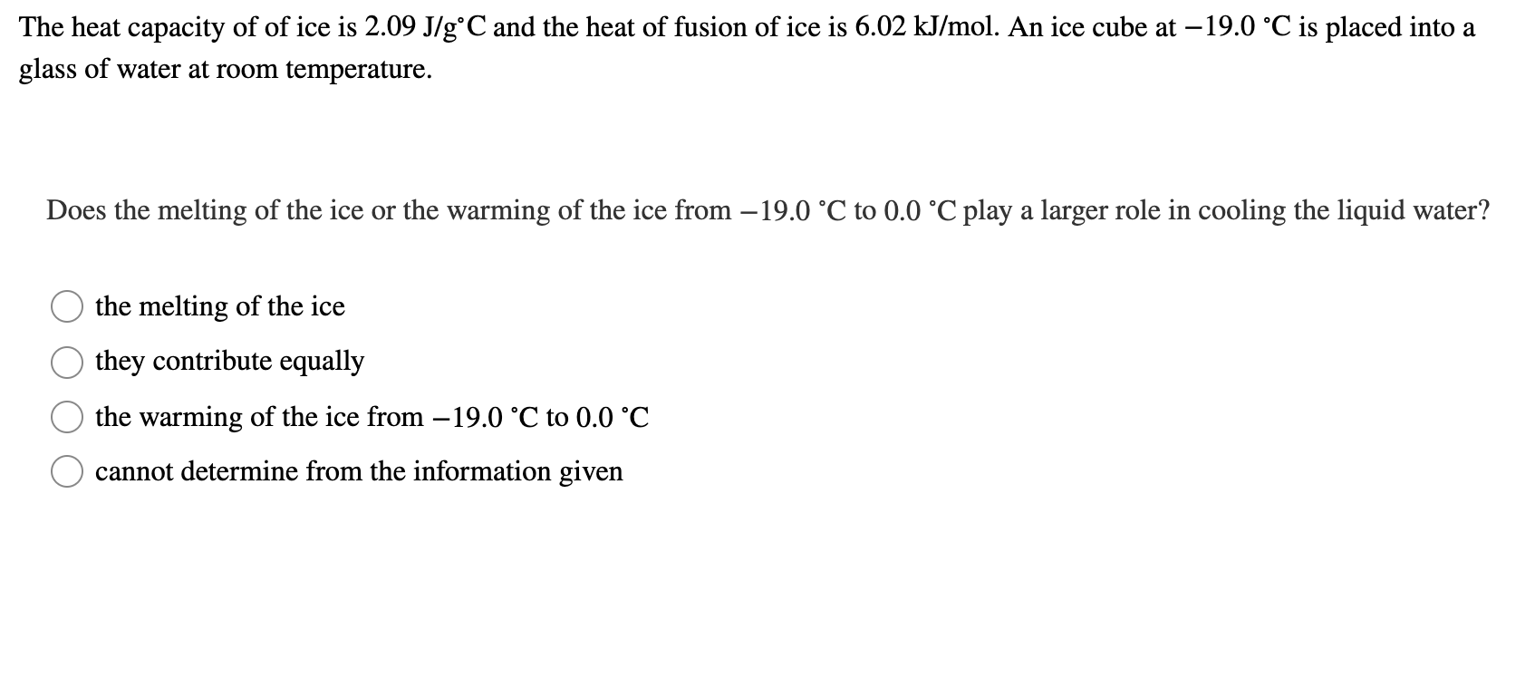 Solved The heat capacity of of ice is 2.09 J/gºC and the | Chegg.com