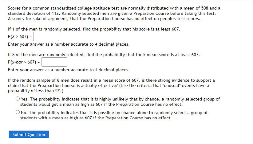 Solved Scores for a common standardized college aptitude | Chegg.com
