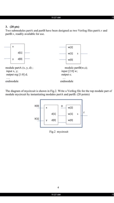 Solved Two submodules part A and part B have been designed | Chegg.com