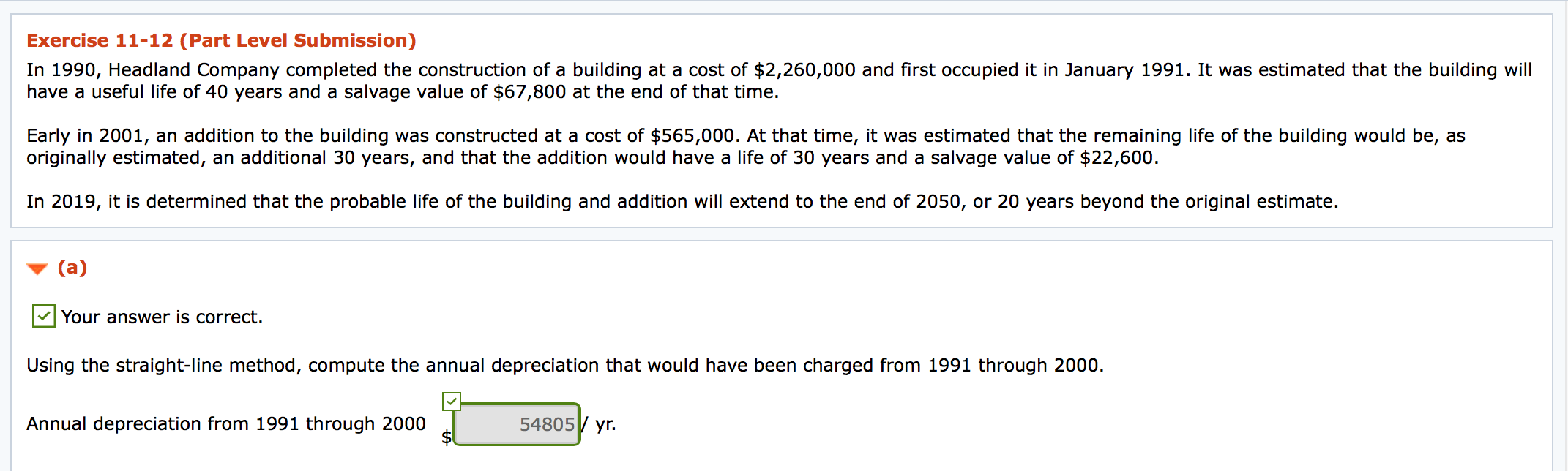 Solved Exercise 11-12 (Part Level Submission) In 1990, | Chegg.com