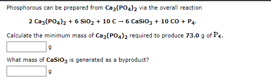 Solved Phosphorous can be prepared from Ca3(PO4)2 via the | Chegg.com