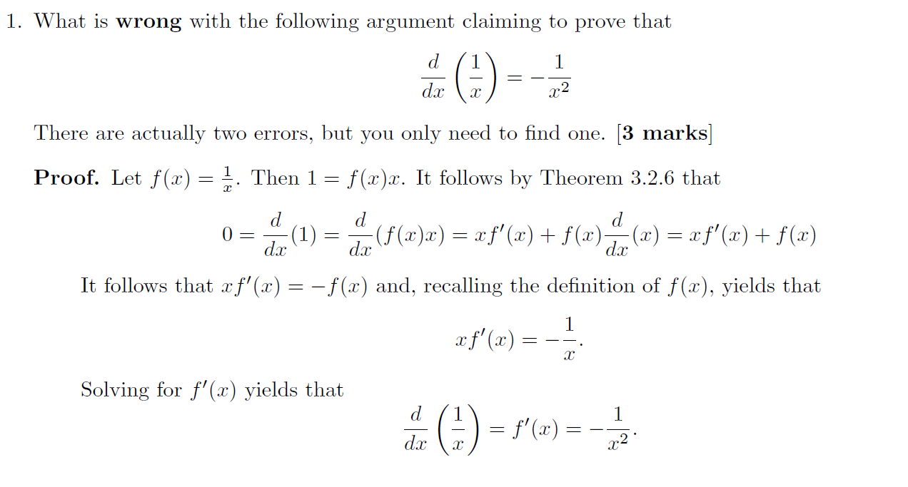 Solved What is wrong with the following argument claiming to | Chegg.com