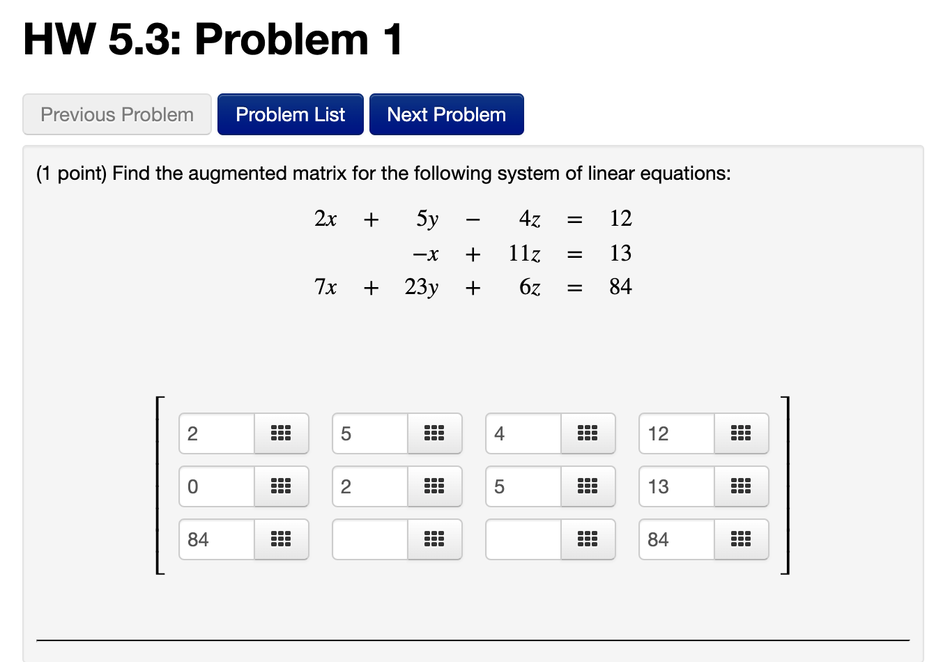Solved HW 5.3: Problem 1 Previous Problem Problem List Next | Chegg.com