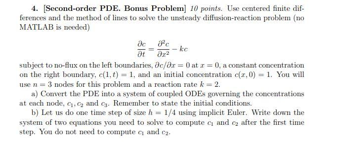 Solved 4. (Second-order PDE. Bonus Problem] 10 points. Use | Chegg.com