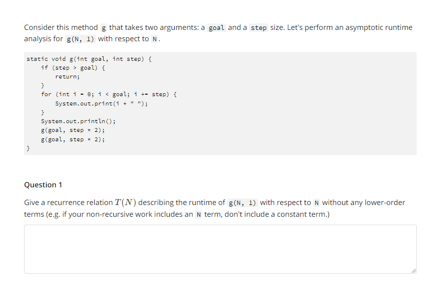 Consider this method g that takes two arguments: a | Chegg.com
