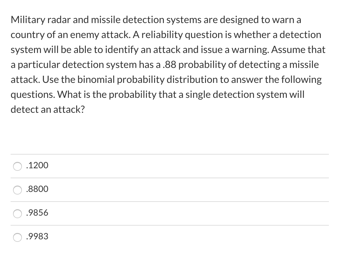 Solved Military radar and missile detection systems are | Chegg.com