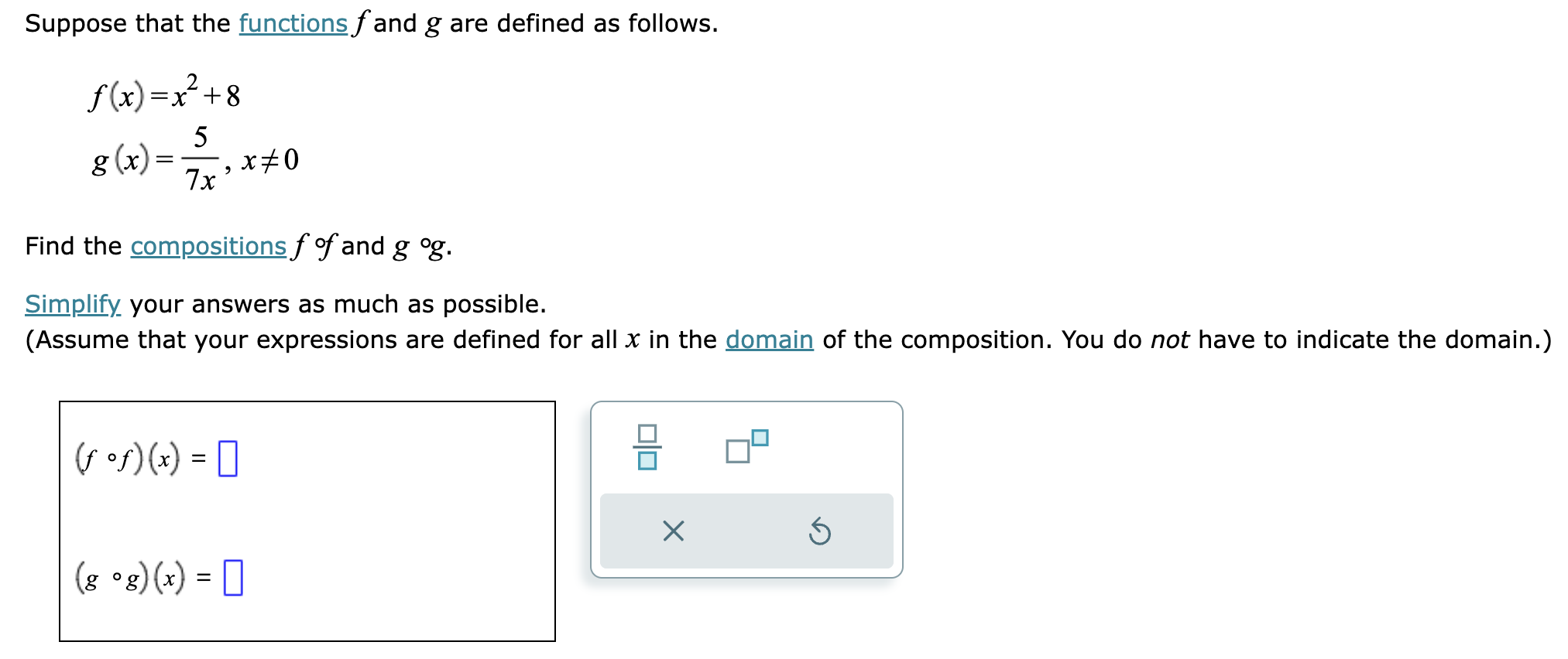 Solved Suppose that the functions f and g are defined as | Chegg.com