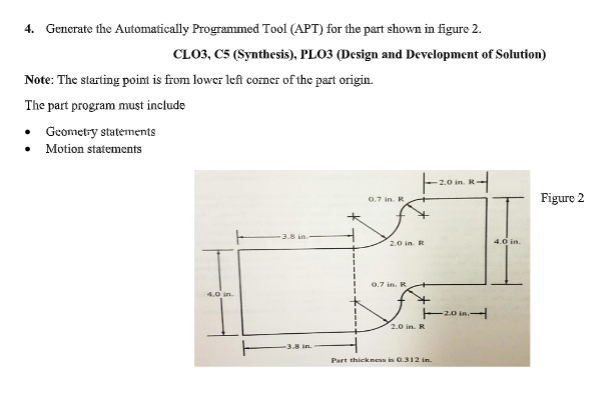 Solved 4. Generate the Automatically Programmed Tool (APT) | Chegg.com