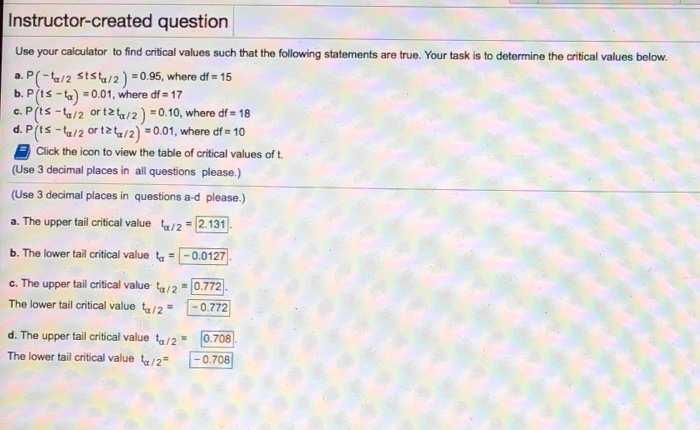 Solved Instructor-created question Use your calculator to | Chegg.com