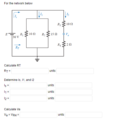 Solved For the network below Calculate RT RT= units | Chegg.com