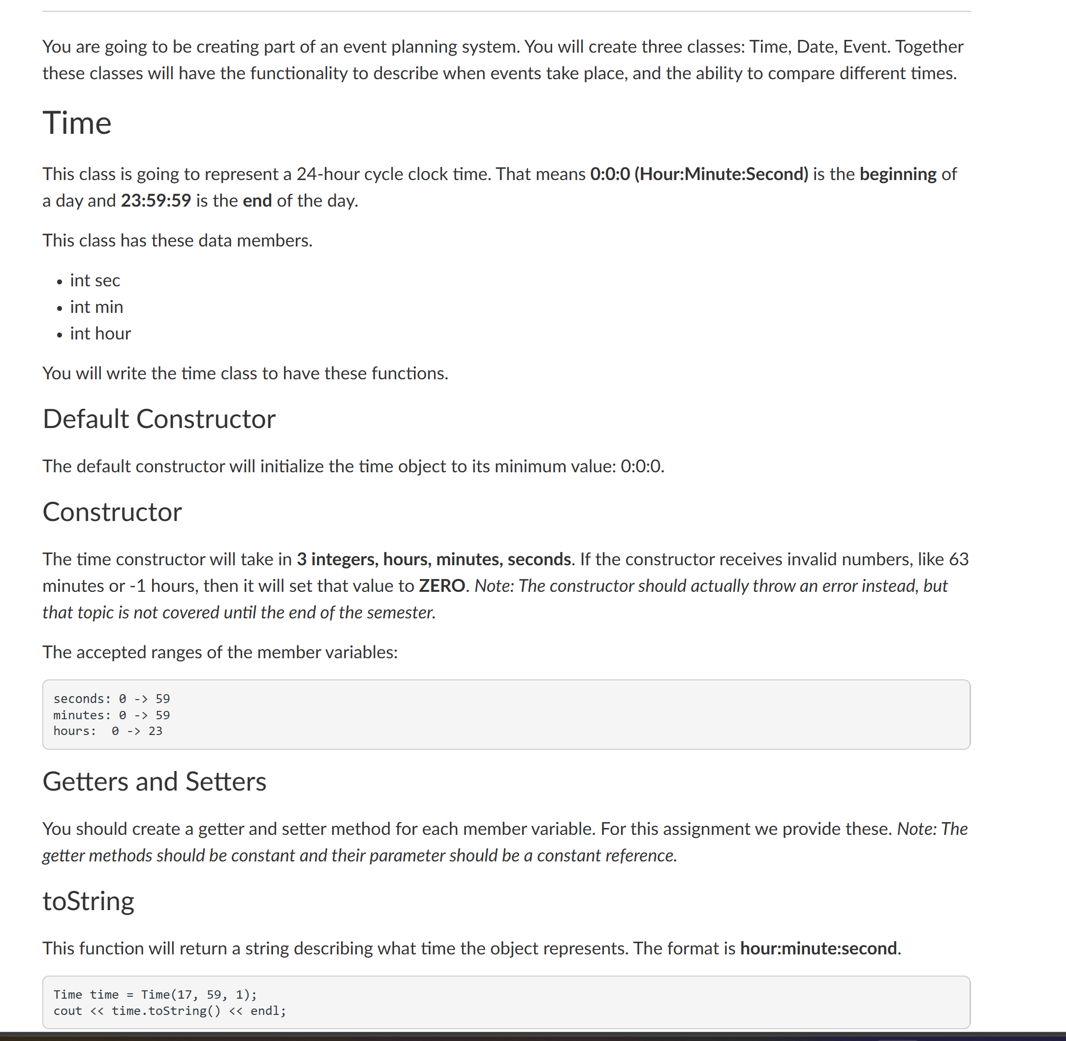 Solved You are going to be creating part of an event | Chegg.com