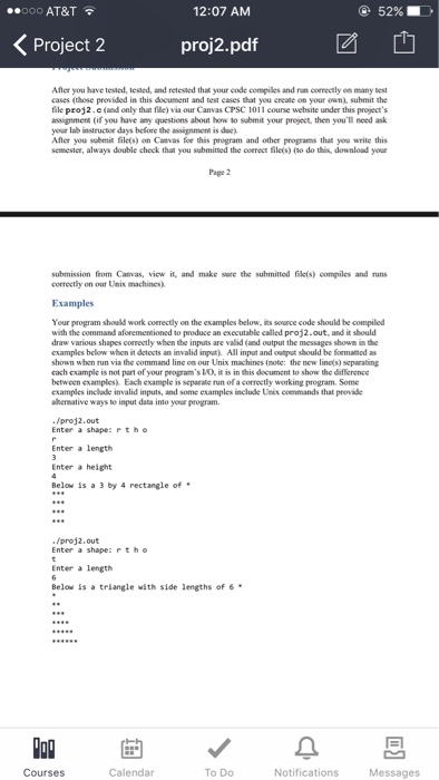Solved ..ooo AT&T 12:07 AM 52% K Project 2 proj2.pdf After | Chegg.com