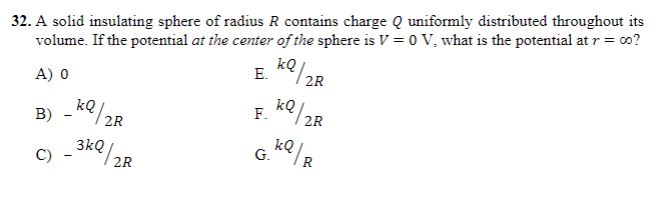 Solved 32. A solid insulating sphere of radius R contains | Chegg.com