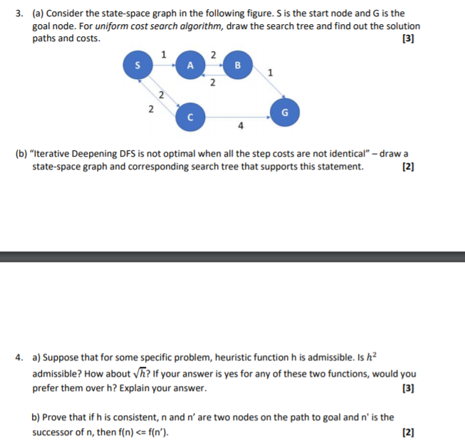 Solved 3. (a) Consider the state-space graph in the | Chegg.com