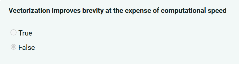 Solved Vectorization improves brevity at the expense of | Chegg.com