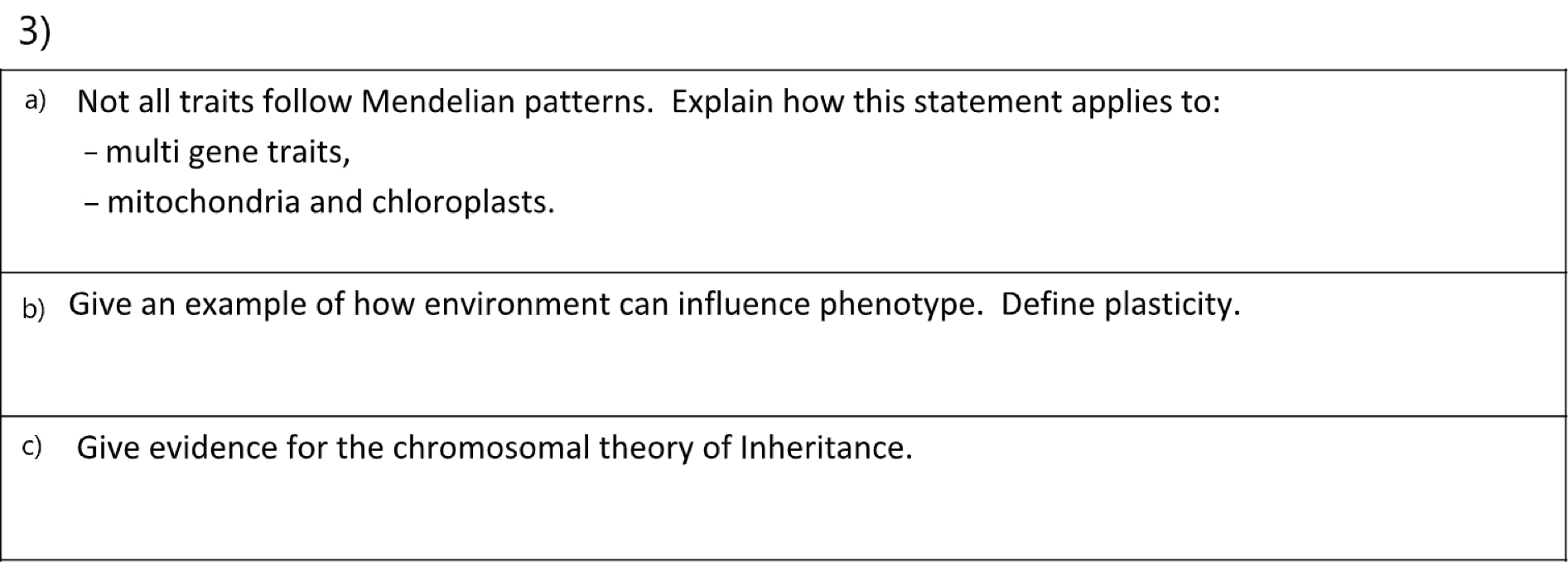 Solved 3) a) Not all traits follow Mendelian patterns. | Chegg.com