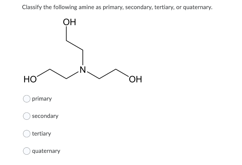 Solved Classify the following amine as primary, secondary, | Chegg.com