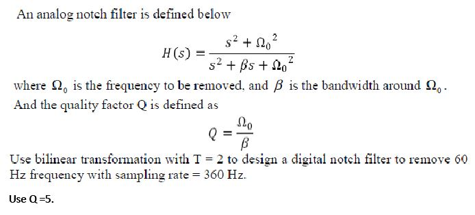 Solved An analog notch filter is defined below where Ω° is | Chegg.com